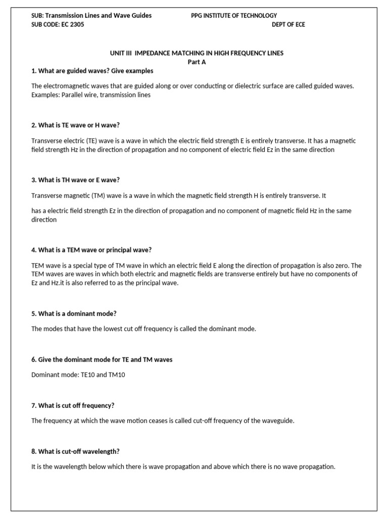 TLRF Unit Iii | PDF | Waves | Waveguide
