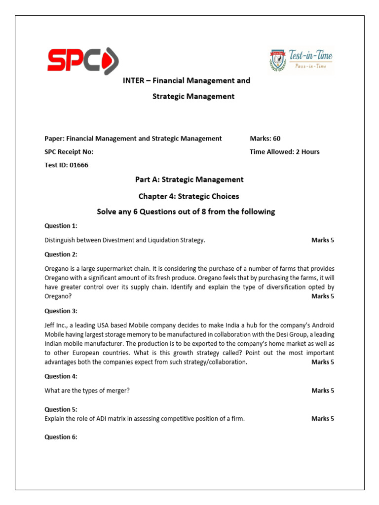 SPC Inter FM QP | PDF | Cost Of Capital | Financial Accounting