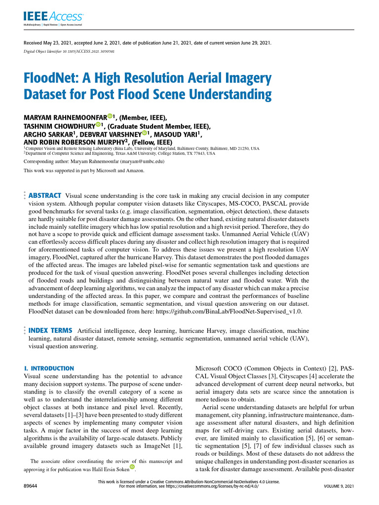 FloodNet A High Resolution Aerial Imagery Dataset For Post Flood Scene Understanding | PDF ...