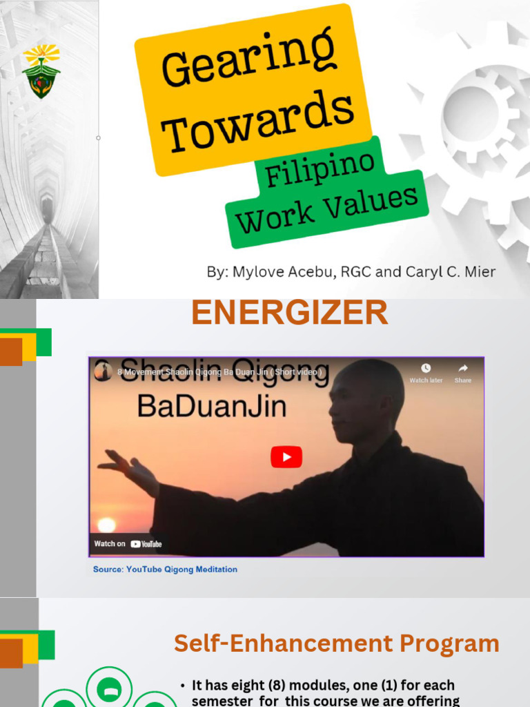 Session 7.1 Gearing Towards Filipino Work Values | PDF | Psychology | Social Psychology