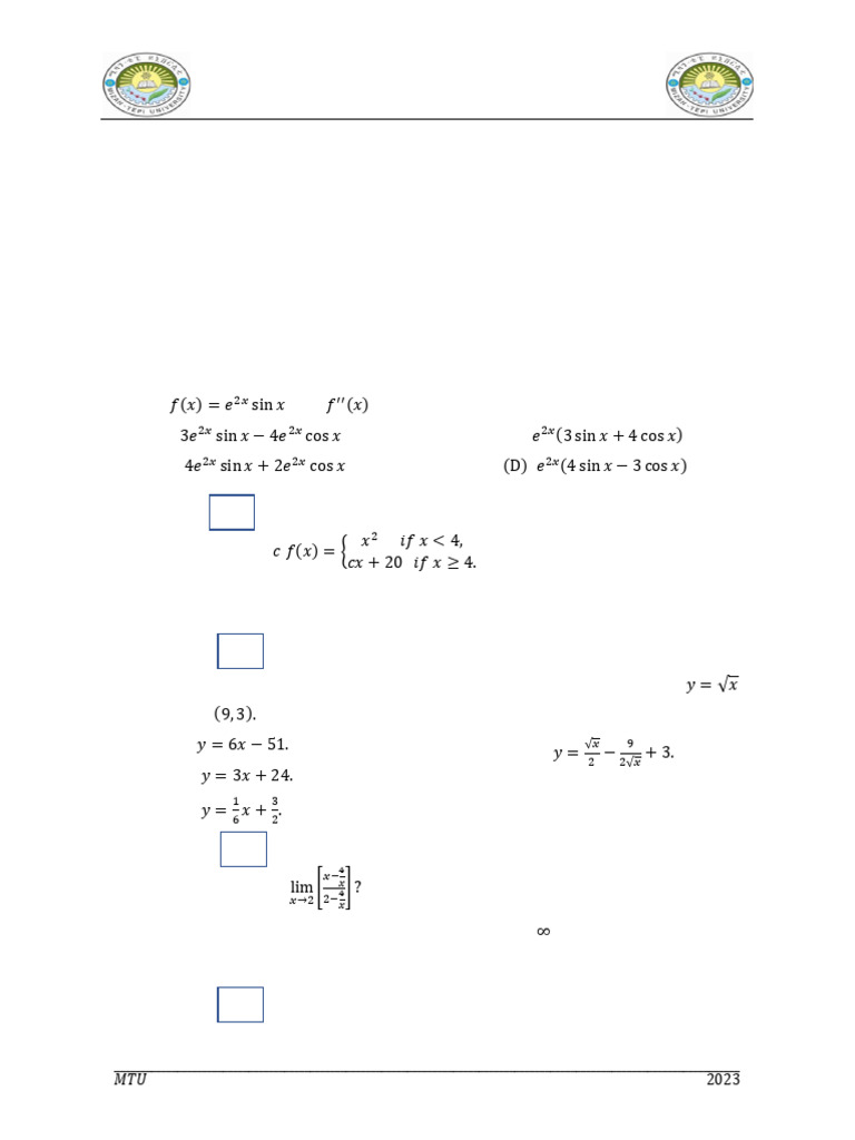 Calculus I Model Questions | PDF | Mathematics | Science