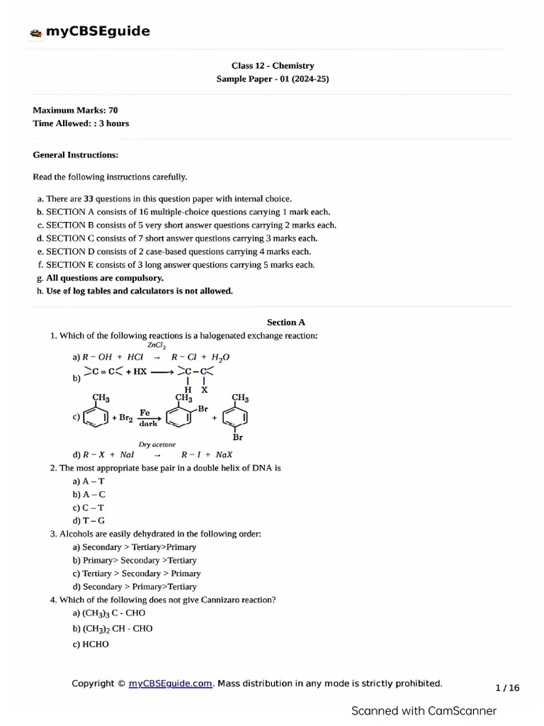 12 Chemistry SP 01 | PDF