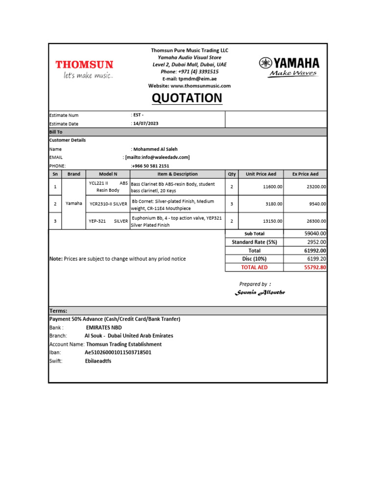 Revice ETA Product Quotation | PDF | Dubai | Banking Technology