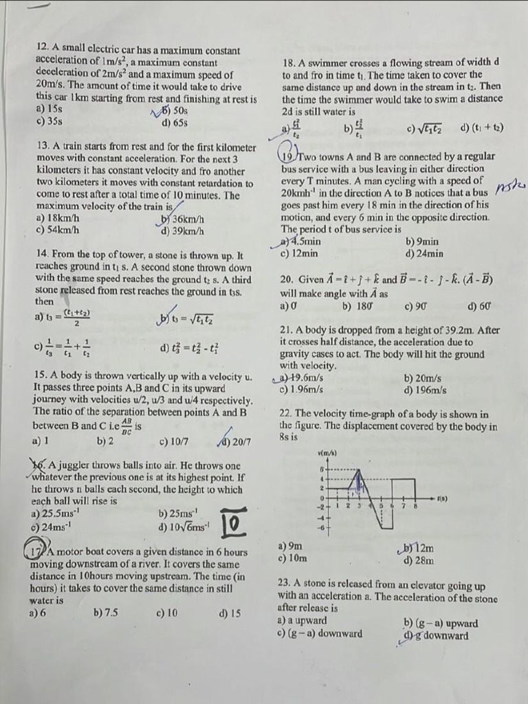 Kinematics Worksheet | PDF