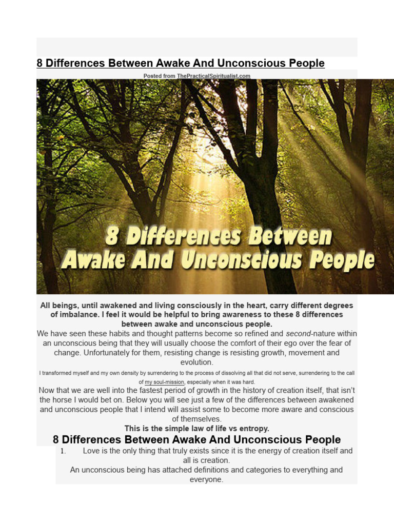 8 Differences Between Awake and Unconscious People | PDF | Id | Mind