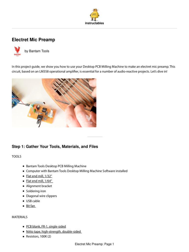 Electret Mic Preamp | PDF | Printed Circuit Board | Resistor