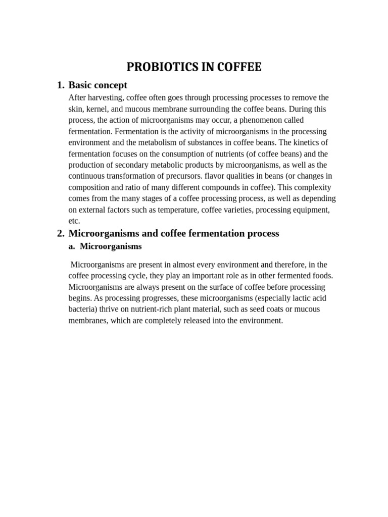 Probiotics in coffee | PDF | Fermentation | Cellular Respiration