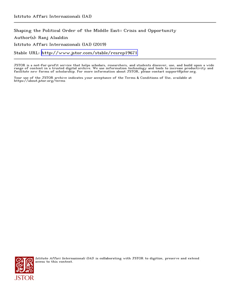 Alaaldin ShapingPoliticalOrder 2019 | PDF | Palestine Liberation ...
