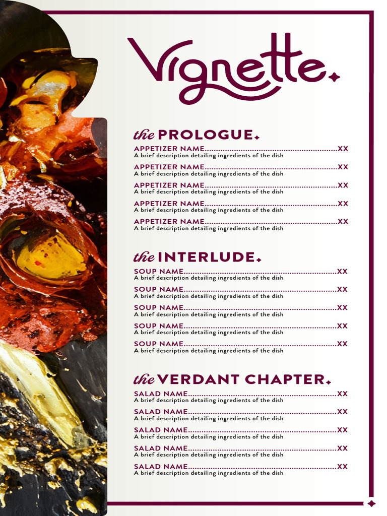 Vignette Menu Design | PDF | Entrée | Wine