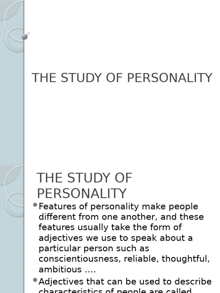 1-The Study of Personality | PDF | Psychology | Psychological Concepts