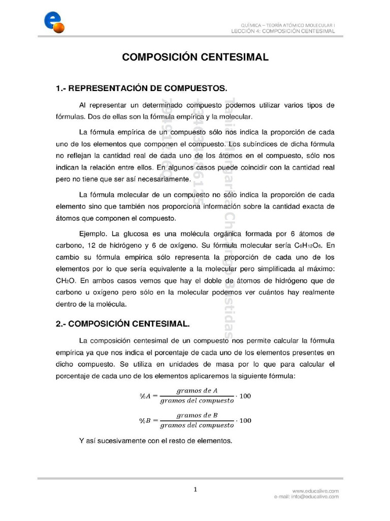 Composicion Centesimal | PDF