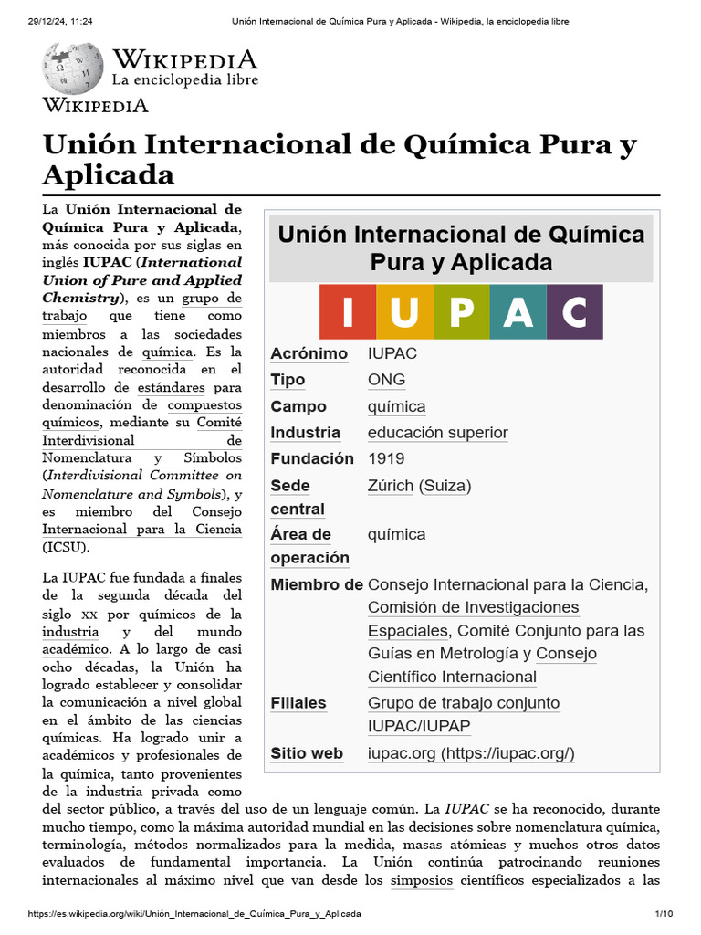 IUPAC: Autoridad en Química Global | PDF | Unión internacional de ...