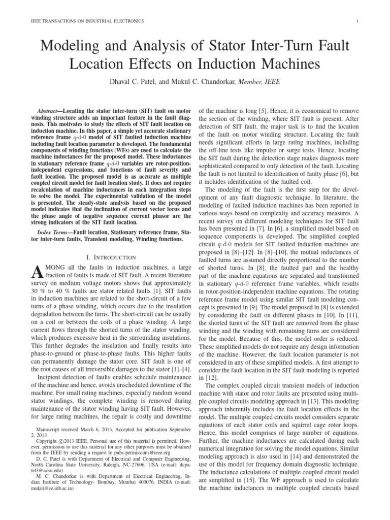 5_Modeling and Analysis of Stator Inter-Turn Fault Location Effects on Induction Machines | PDF ...