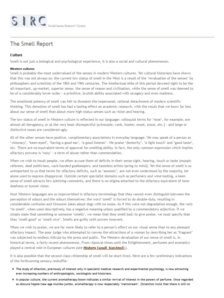 Social Issues Research Centre - The Smell Report (Smell Across Cultures ...