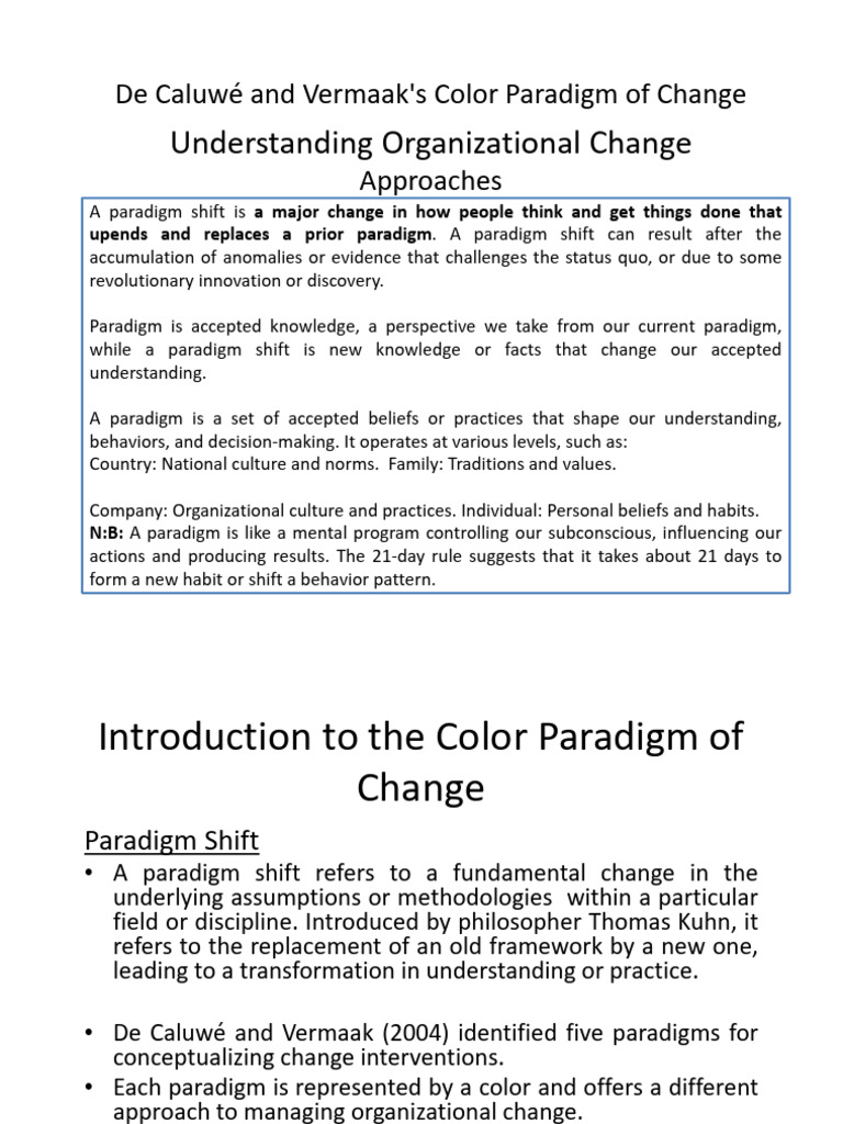 Color Paradigm of Change | PDF | Paradigm | Cognition