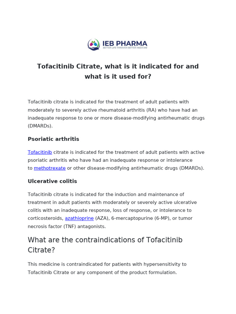 Tofacitinib 5 MG (Tofacent) | PDF | Infection | Cancer