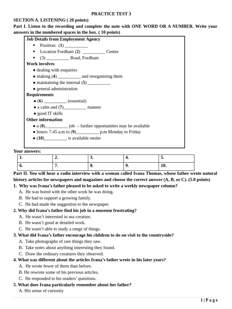 8 Bản - Practice Test 3 | PDF | Humidity | Egg