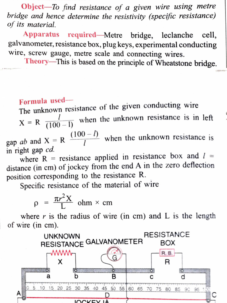 meter bridge | PDF | Electrical Resistance And Conductance | Metre