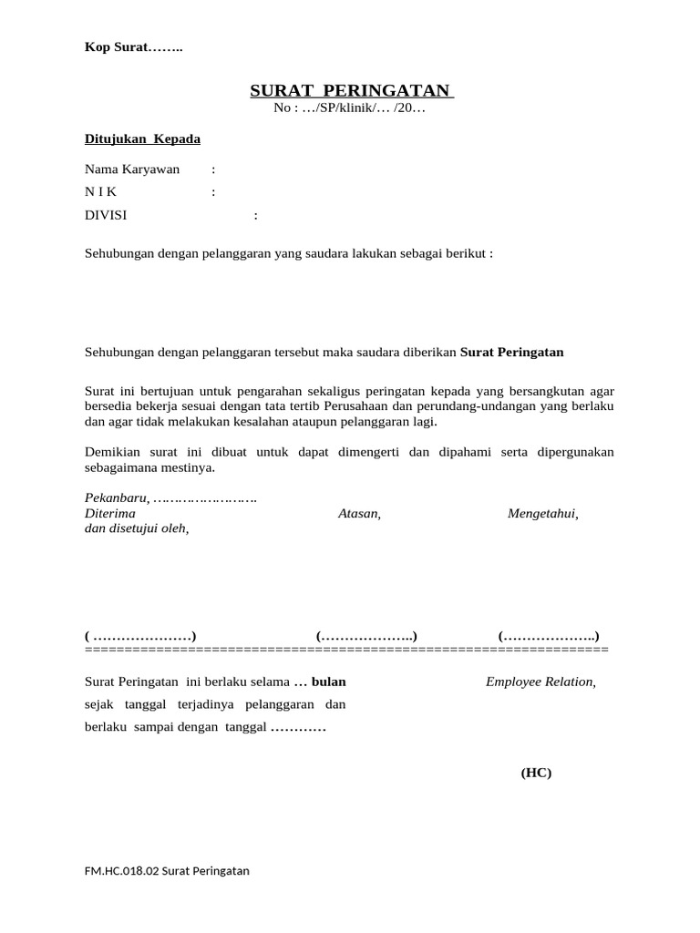 FM - hc.018.02 Surat Peringatan | PDF