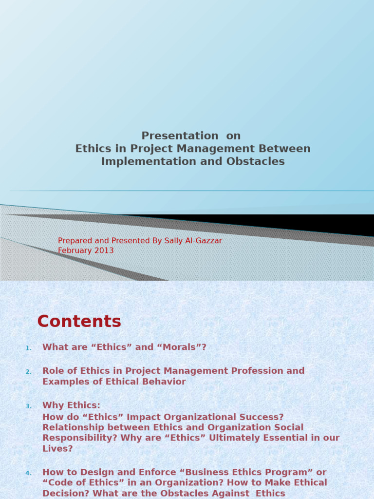 Ethics in Project Management Overview | PDF | Morality | Business Ethics