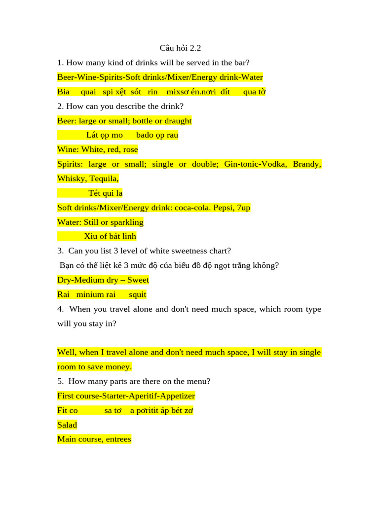 Hotel Bar Menu and Room Details Guide | PDF | Wine | Foods