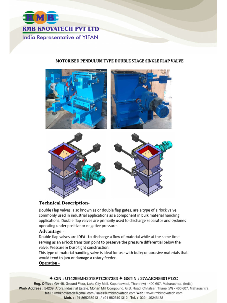 Motorised Double Pendulum Flap Valve | PDF | Gas Technologies | Machines
