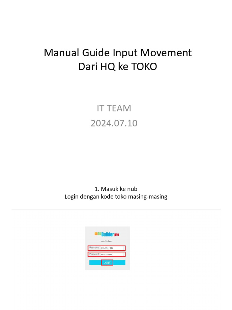 Manual Guide Input Movement Dari HQ Ke TOKO | PDF