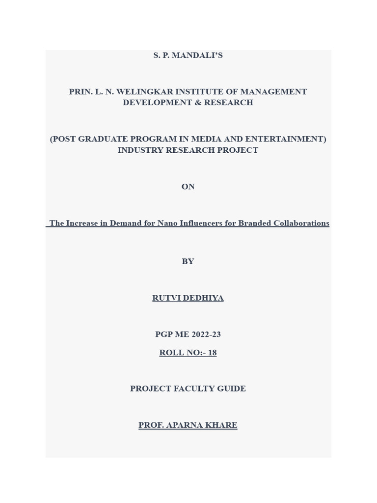 Rutvi_Research Project | PDF | Statistics | Brand