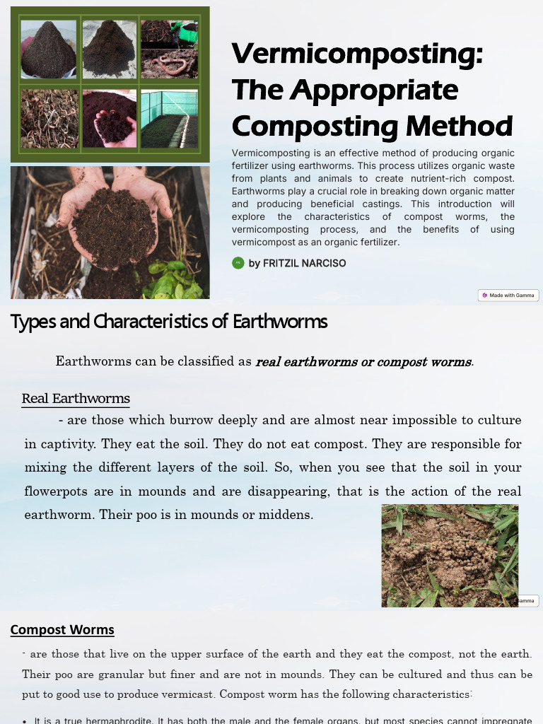 Vermicomposting The Appropriate Composting Method | PDF | Fertilizer | Soil