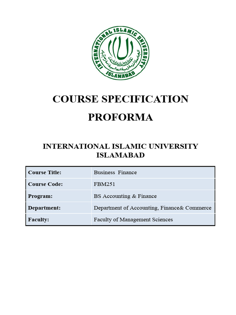 Business Finance Course Outline | PDF | Interest | Present Value