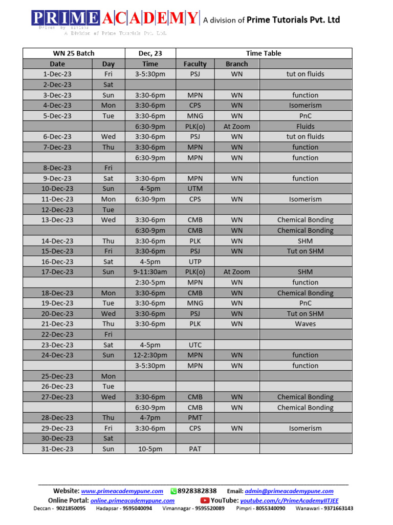 00000233-WN 25 Batch Dec'23TT | PDF