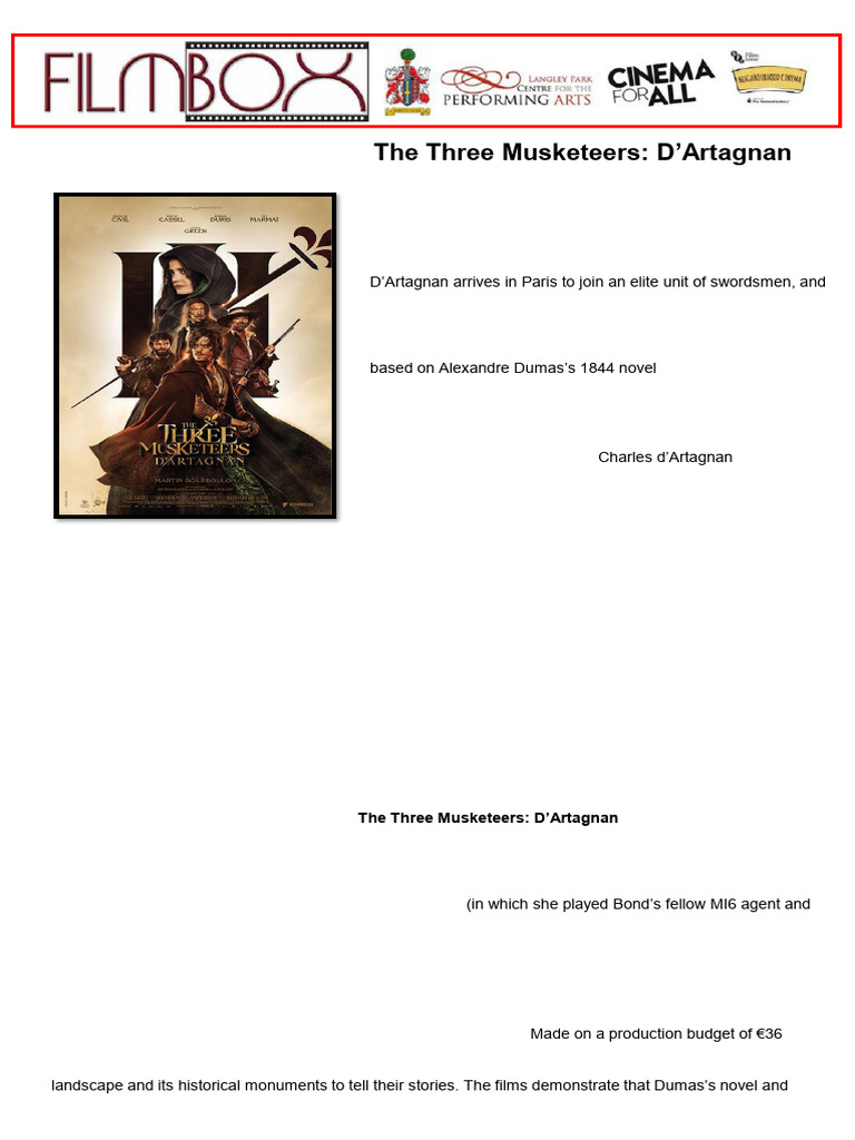 The Three Musketeers: D'Artagnan Film Review | PDF | The Three Musketeers