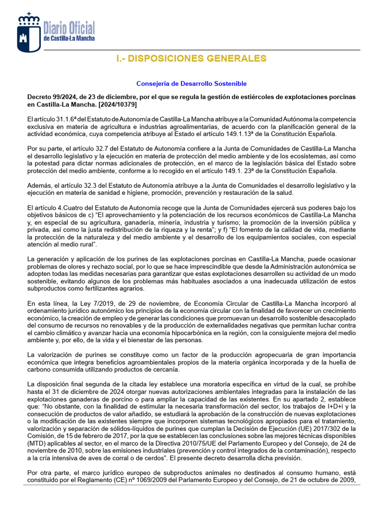 I.-Disposiciones Generales | PDF | Fertilizante | Contaminación