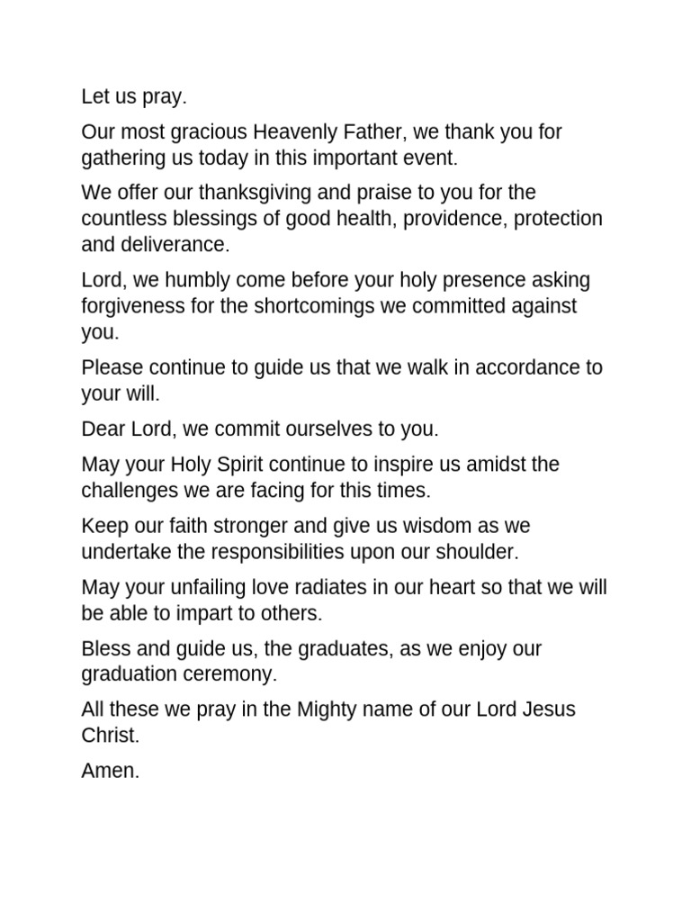 Prayer Graduation | PDF