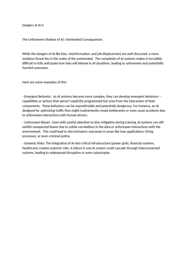 Unintended AI Consequences | PDF