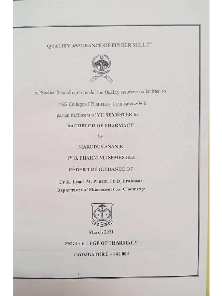 1.3.2.7 TH Sem Practice School Compressed | PDF | Pharmacy | Gel Electrophoresis