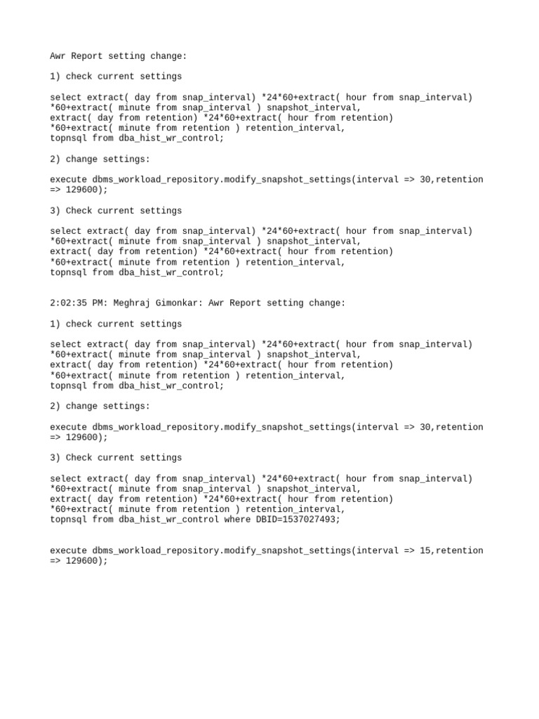 knowledge_base_Awr Report setting change | PDF
