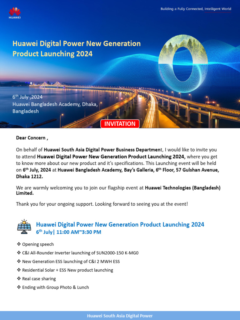 Invitation For Huawei Digital Power New Generation Product Launching ...