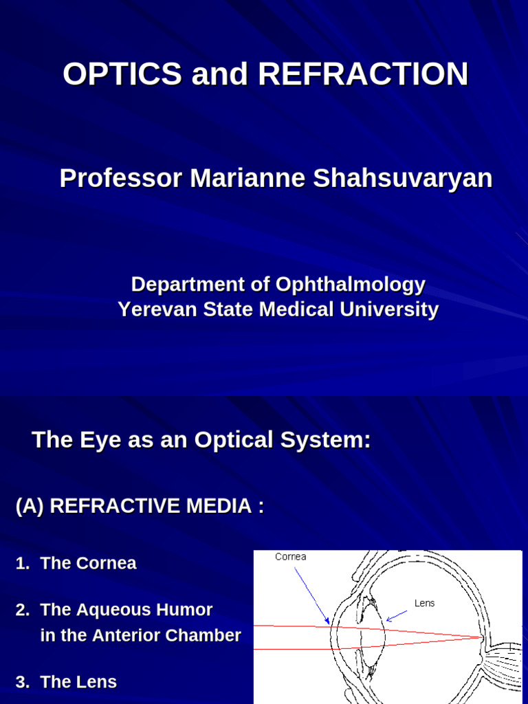 OPTICS and REFRACTION - Color | PDF | Myopia | Cornea