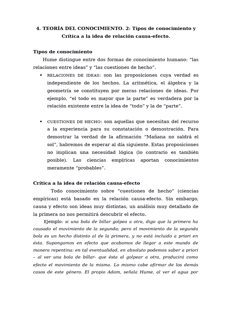 4. Teoría del conocimiento (2) 2 | PDF | Causalidad | Conocimiento