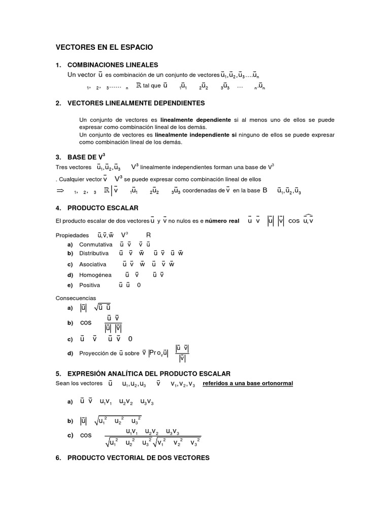 Vectores En El Espacio Pdf Vector Euclidiano álgebra Lineal