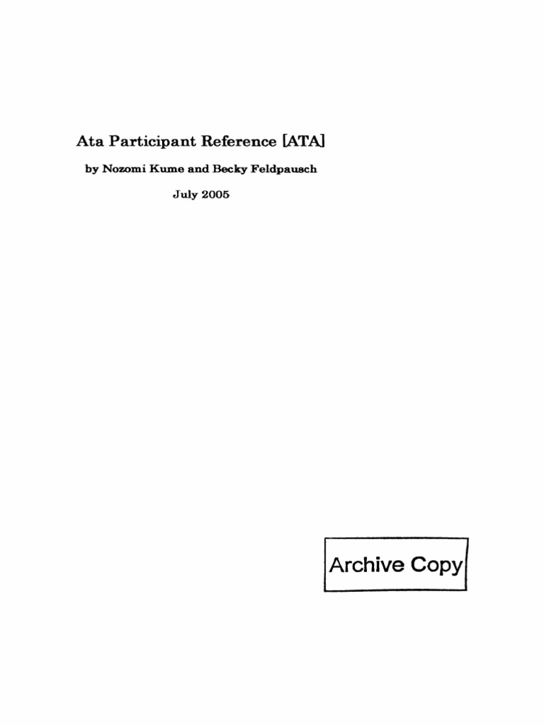 Ata Ata Ata Participant Reference | PDF
