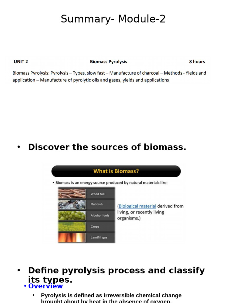 Module-2_Summary | PDF | Pyrolysis | Charcoal