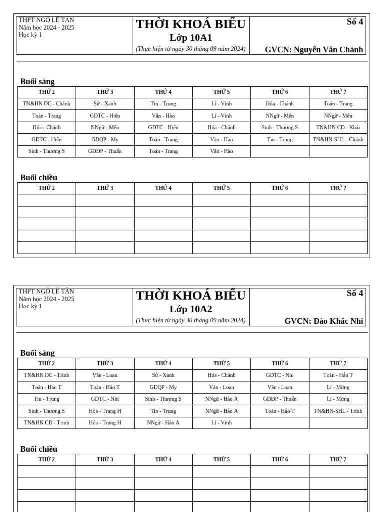 TKB lớp học | PDF