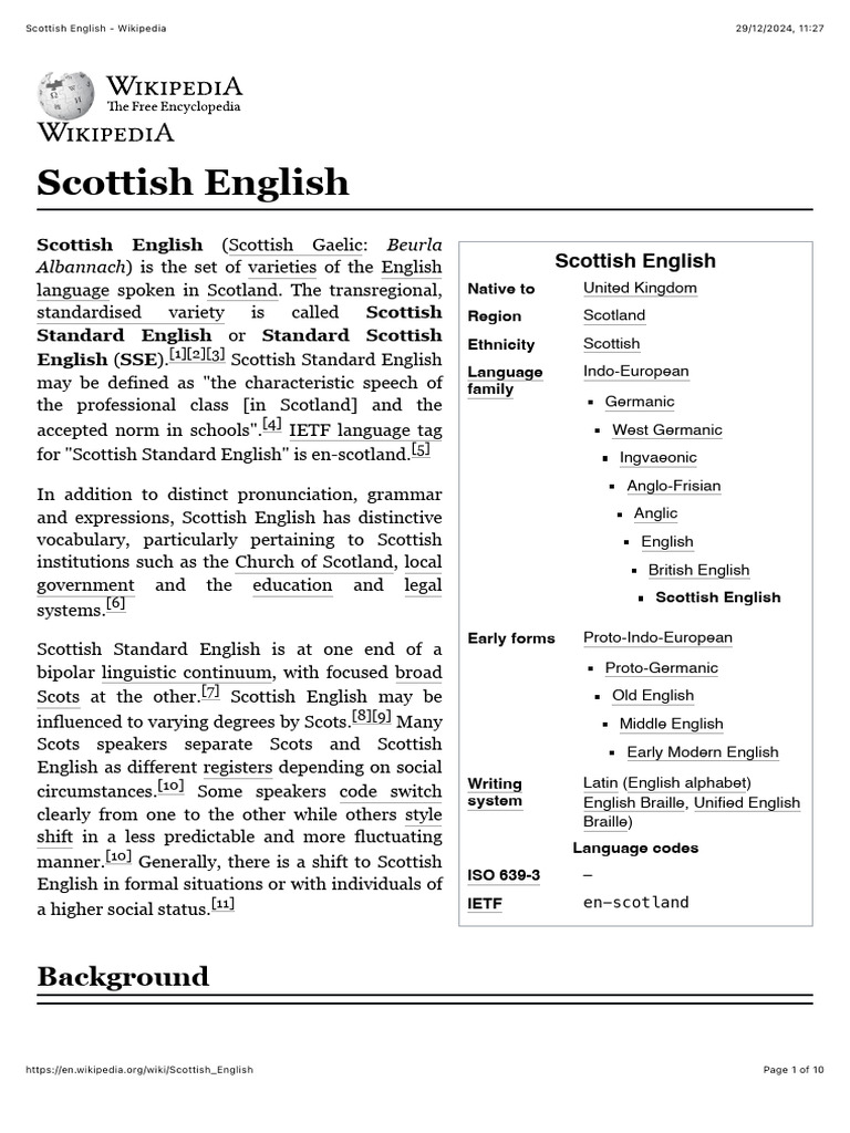 Scottish English | PDF | Languages | Foreign Language Studies