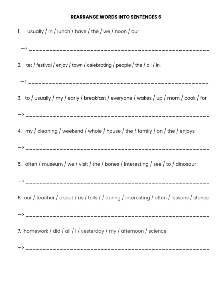 Sentence Rearrangement Exercises | PDF