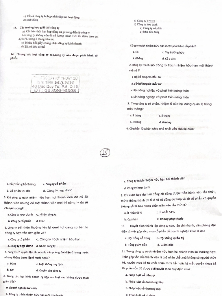 Đề Ôn KTHP LKD | PDF