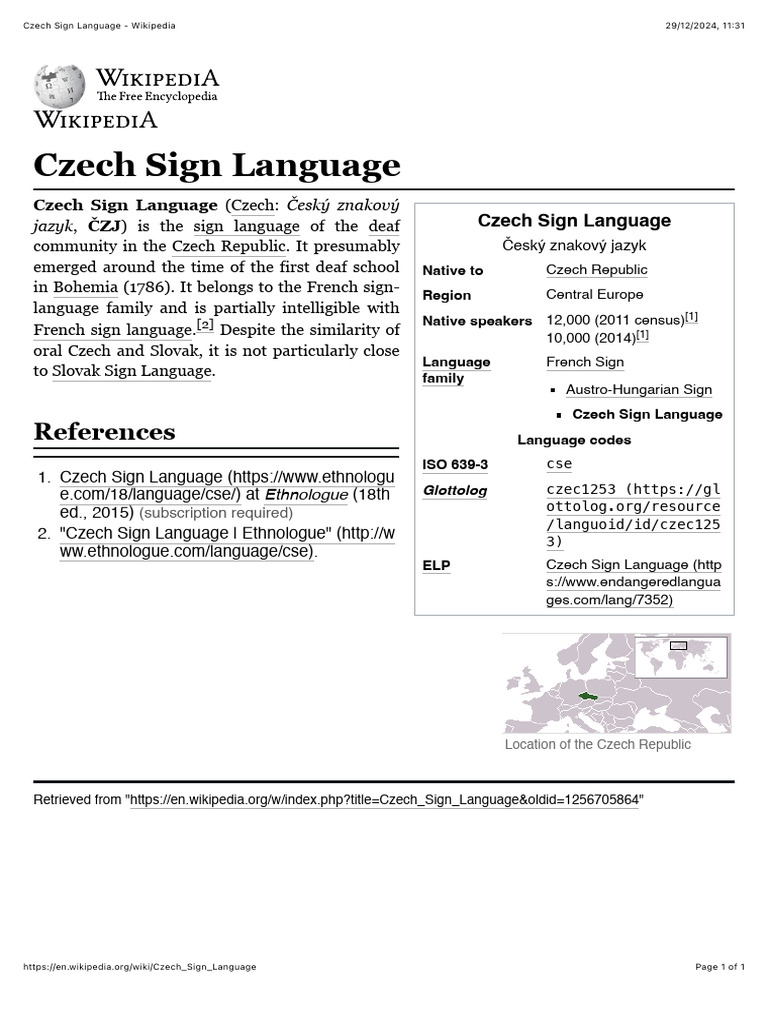 Czech Sign Language | PDF | Sign Language | Languages Of Europe
