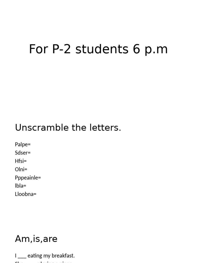 For P-2 Students 6 P.M | PDF
