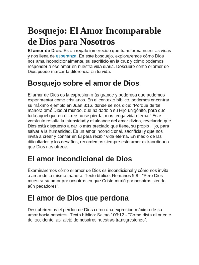 El Amor Incomparable de Dios para Nosotros | PDF | Amor | Dios